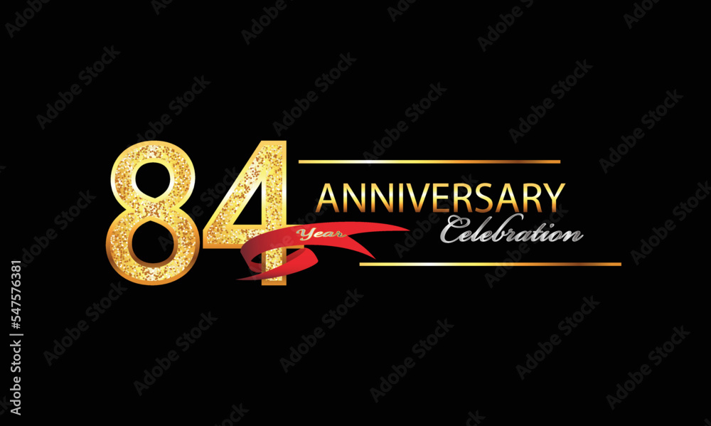 84 Year Anniversary celebration Vector Design. 84th Anniversary ...
