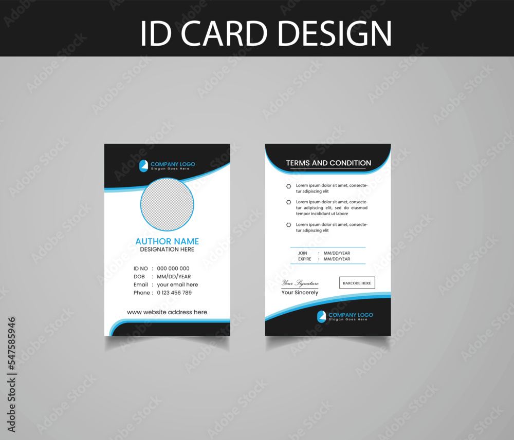 Corporate Id Card Design, student id card, employee card, office staff ...