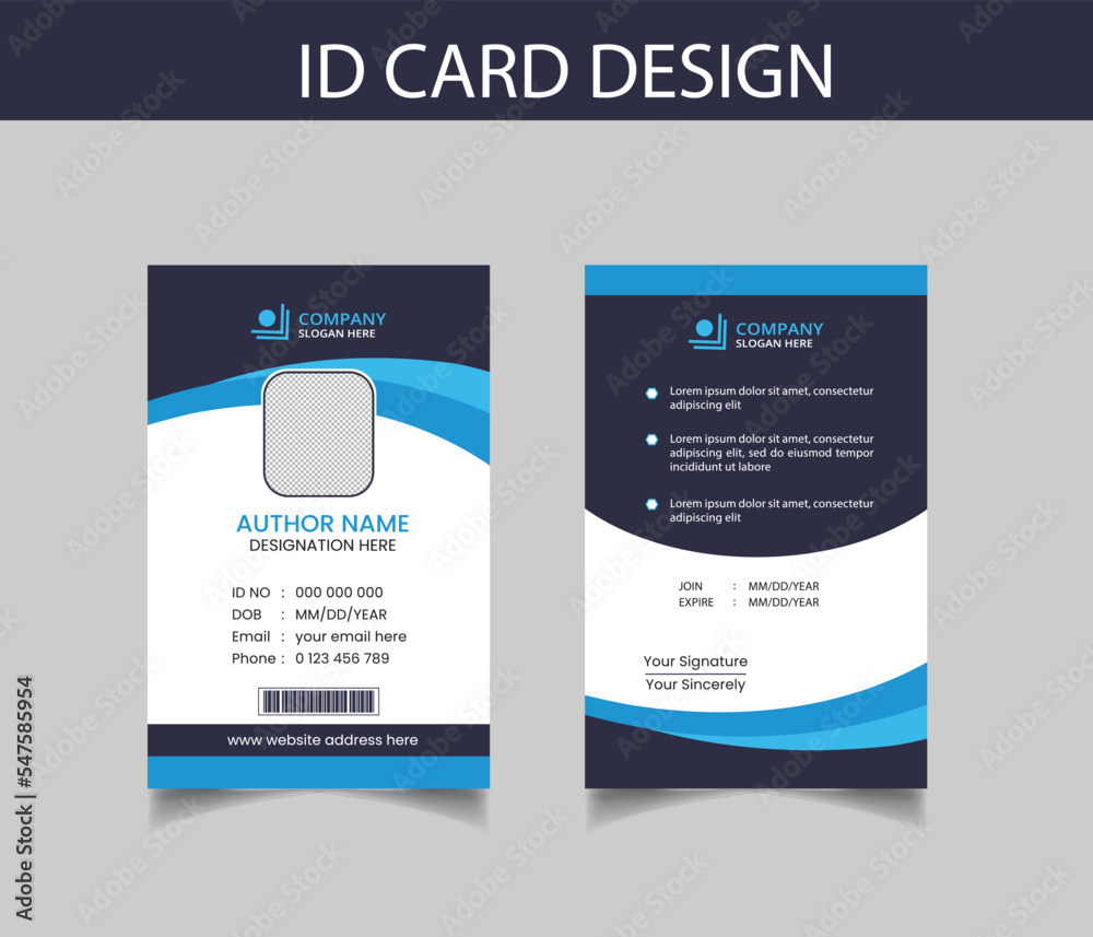 Corporate Id Card Design, student id card, employee card, office staff ...
