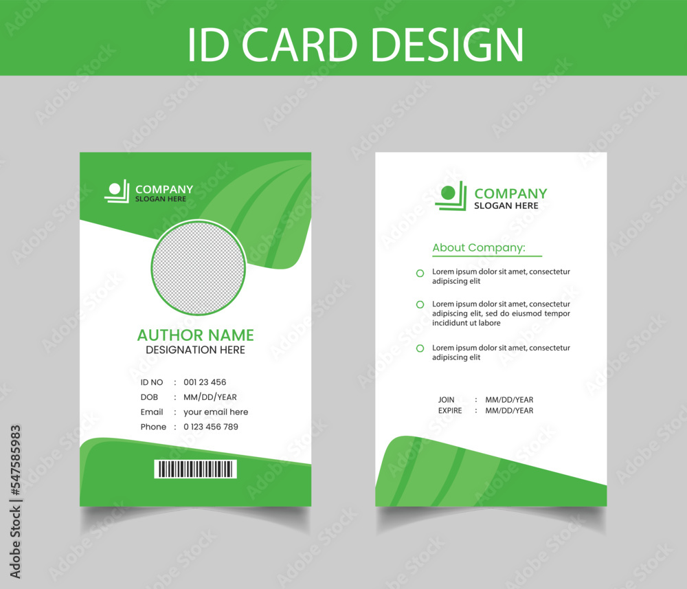 Corporate Id Card Design, student id card, employee card, office staff ...