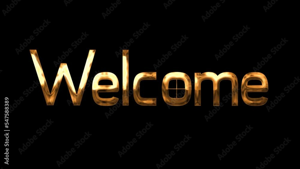 Welcome text is animated in golden color on a black background. This ...