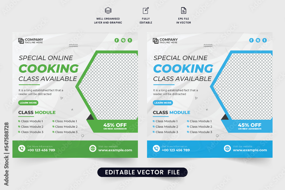Special online cooking course promotional poster design with creative ...