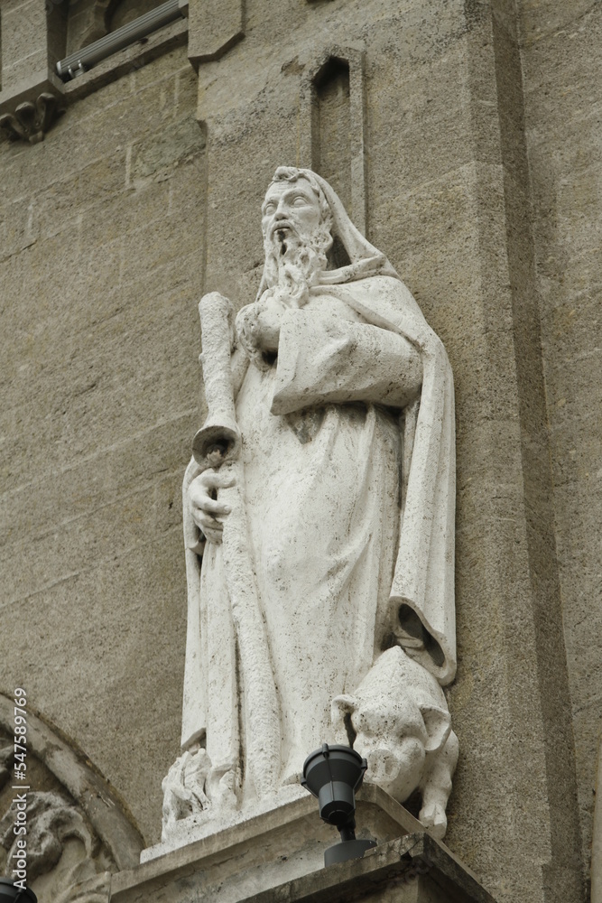 Outside of a catholic church with statues of saints in the philippines ...