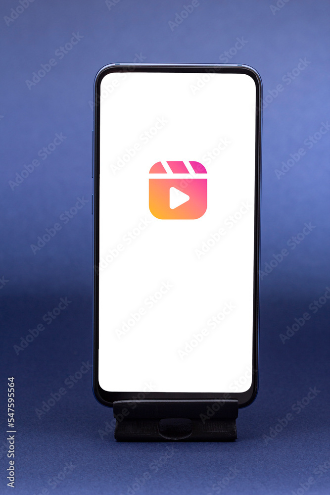SmartPhone displaying the Instagram reels logo. Social media. Instagram ...