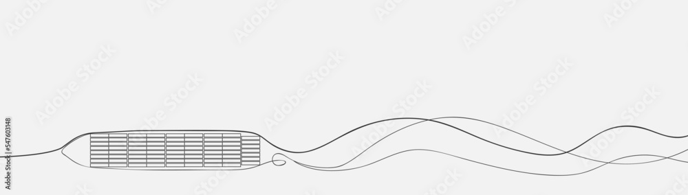 Continuous line drawing. Container ships cargo. Logistics, import ...