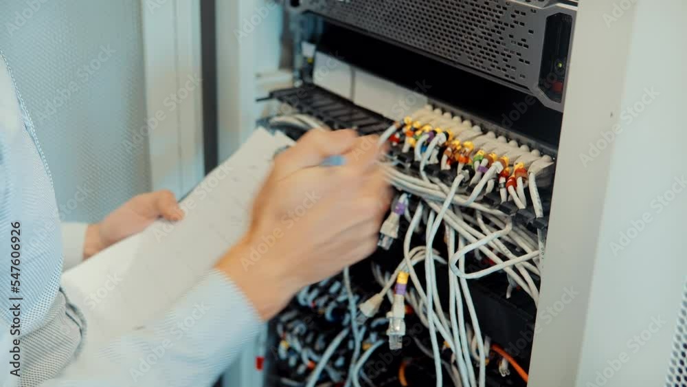 Server IT Engineer In Data Center Server Room.Network Engineer Working ...