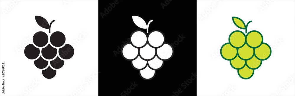 Grape icon. Grape icon set. Grape Icon Food Fruits. Different wine ...