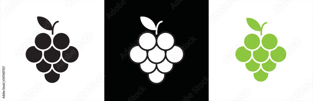 Grape icon. Grape icon set. Grape Icon Food Fruits. Different wine ...