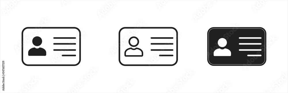 ID Card icon set. ID Card icon collection. Driver's license ...