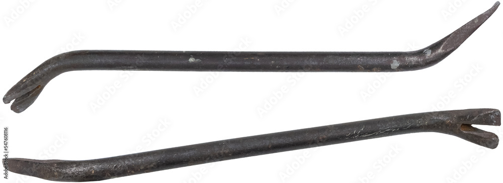 old used wrecking crowbar, pry bar Ends with teardrop nail puller ...