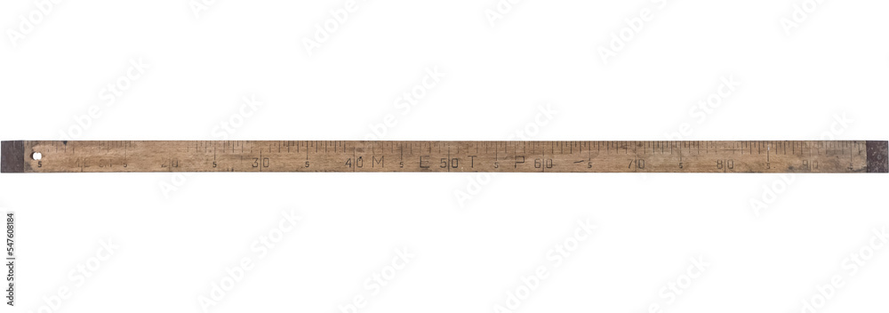 vintage wooden long ruler. isolated on a transparent background Stock ...