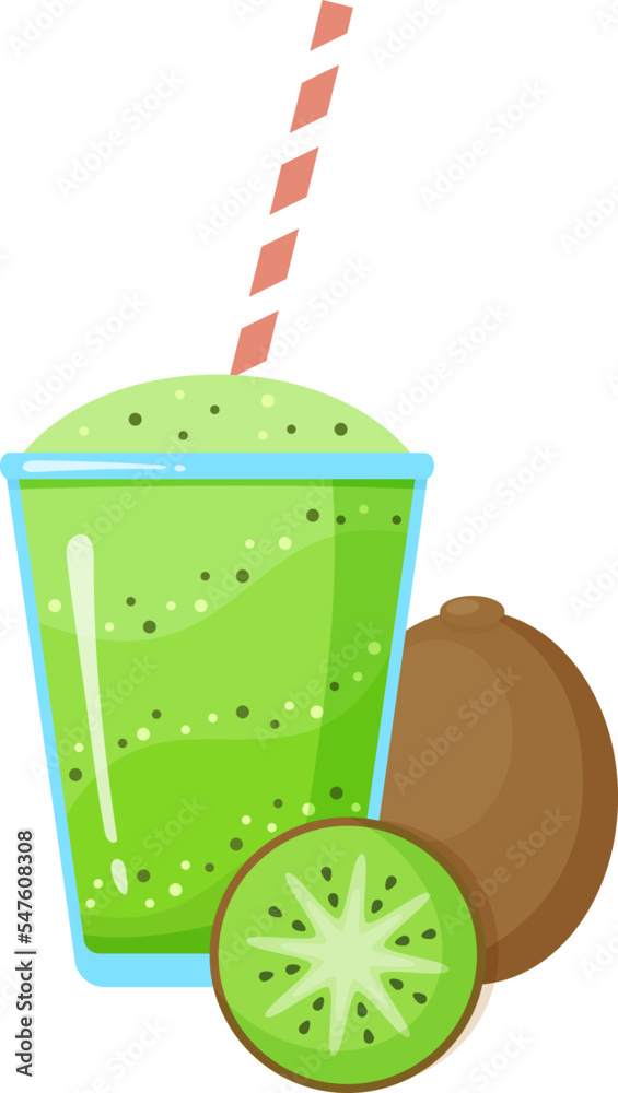 Fresh fruit smoothie shake cocktail vector illustration. Isolated on ...