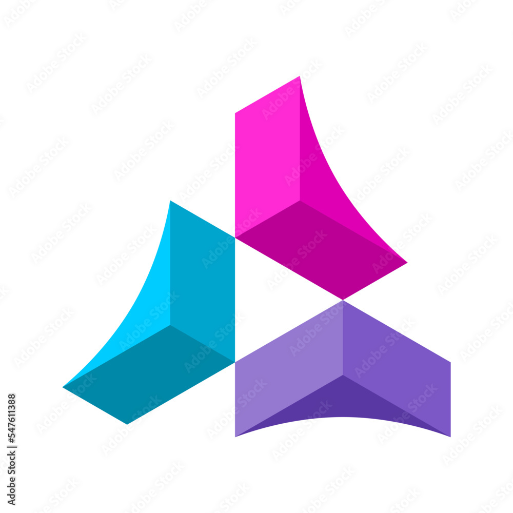 Colorful 3D logo design template. Unique pyramid shapes make creetive ...