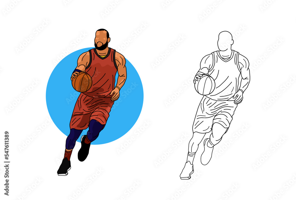 llustration and line art of basketball players illustrations for kids ...