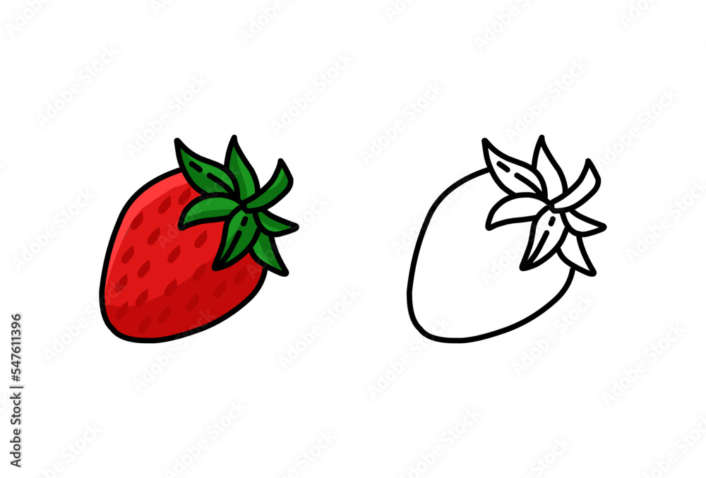 coloring book with strawberry objects. suitable for children's books ...