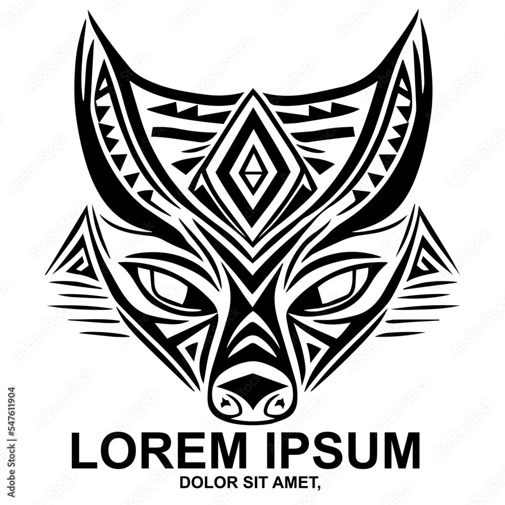 tattoo design tribal wolf fox tribal tattoo Polynesian Maori Mayan Inca ...