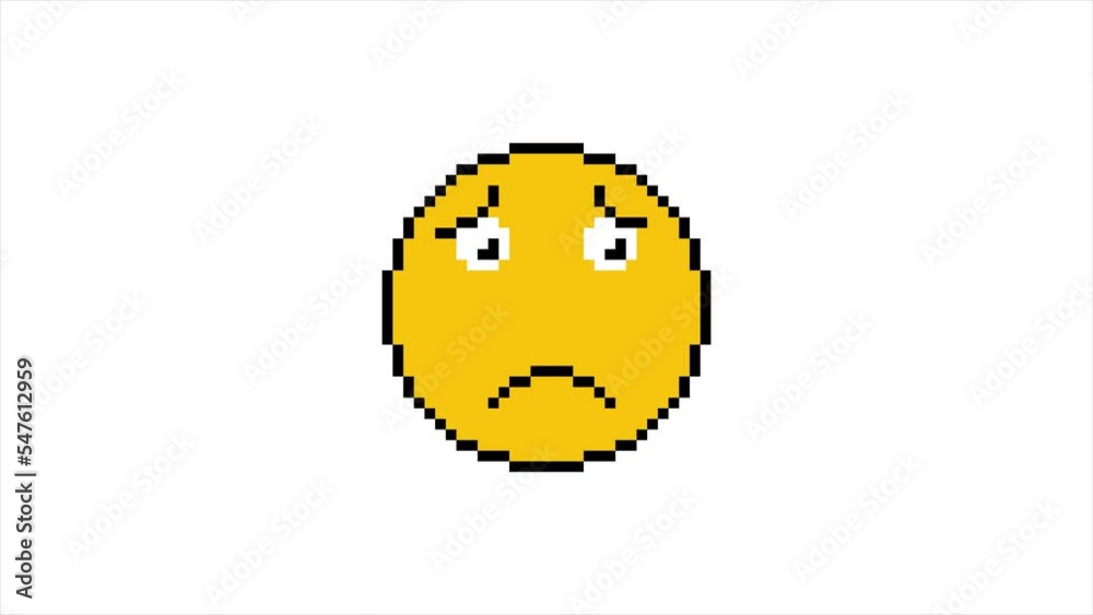 Sad emoticon pixel art animation vídeo de Stock | Adobe Stock