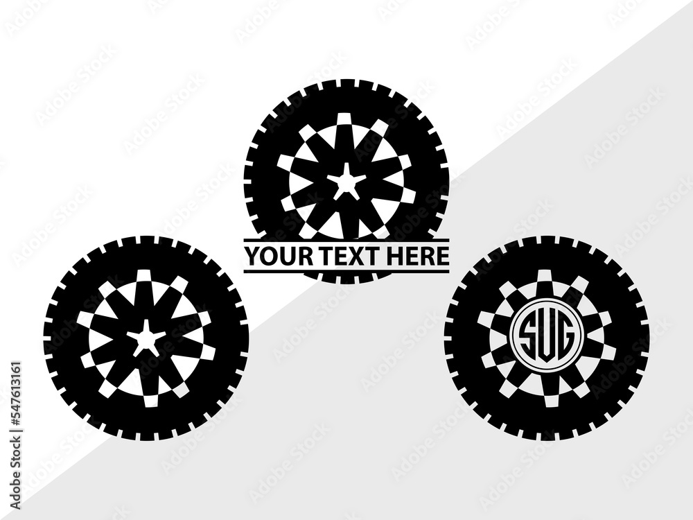 Tyre monogram, Tyre Silhouette, Tyre SVG Cut Files, Vehicle Tyre Svg ...