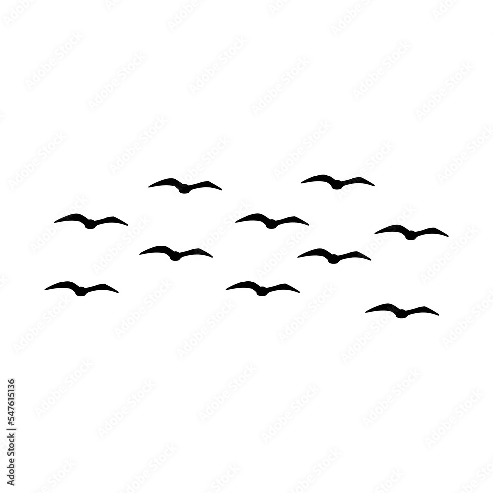 flock birds in flight illustration vector Stock Vector | Adobe Stock