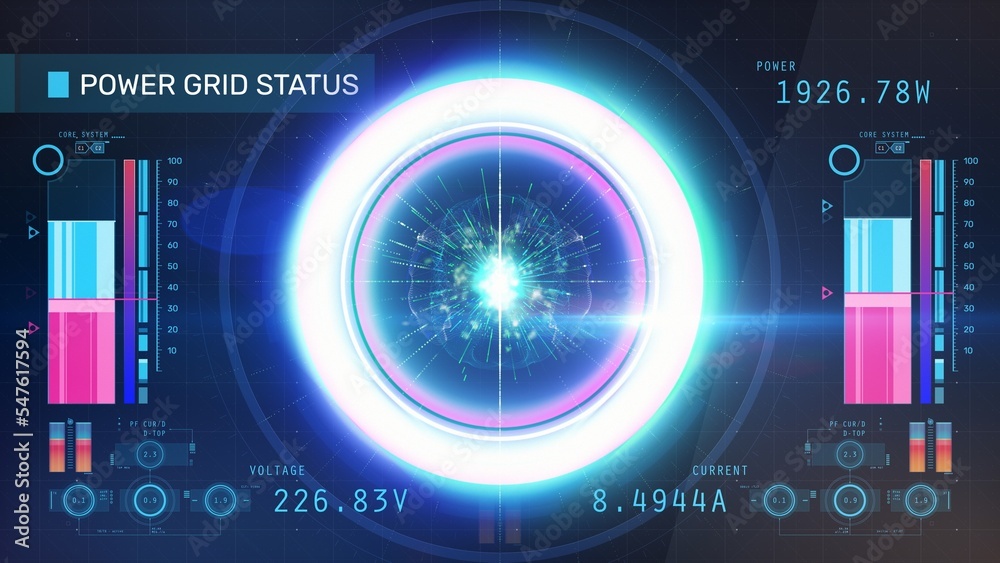 High tech device showing energy consumption level, futuristic electric ...
