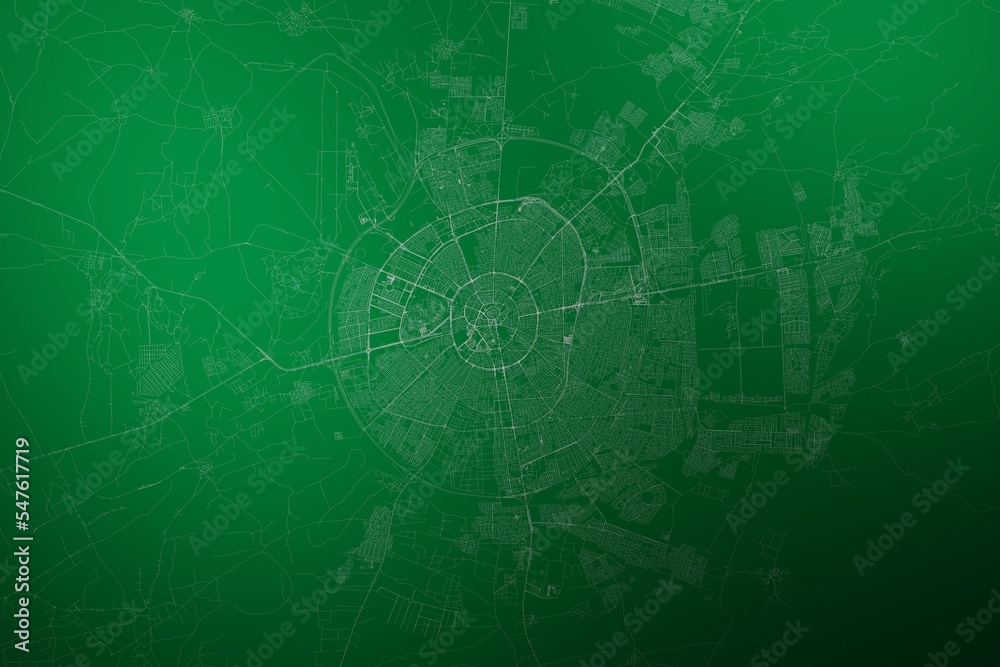 Map of the streets of Erbil (Iraq) made with white lines on abstract ...