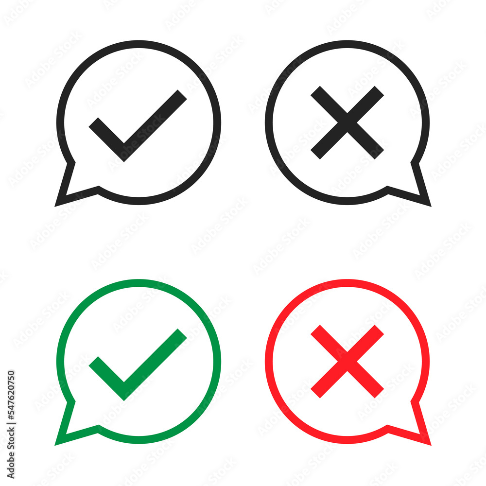 Set of check do dos mark, correct wrong sign, vector illustration ...
