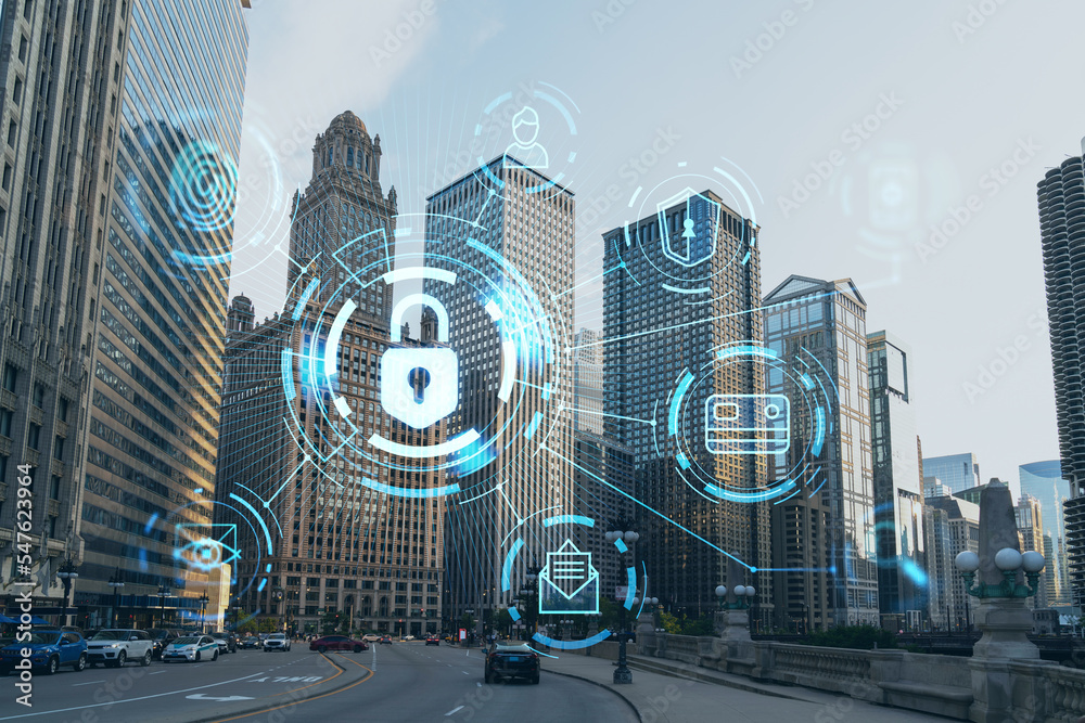 Fotografia do Stock: Panorama cityscape of Chicago downtown and ...