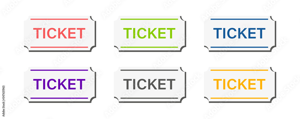 Simple classic ticket vector design template. Voucher pass symbol. Six ...
