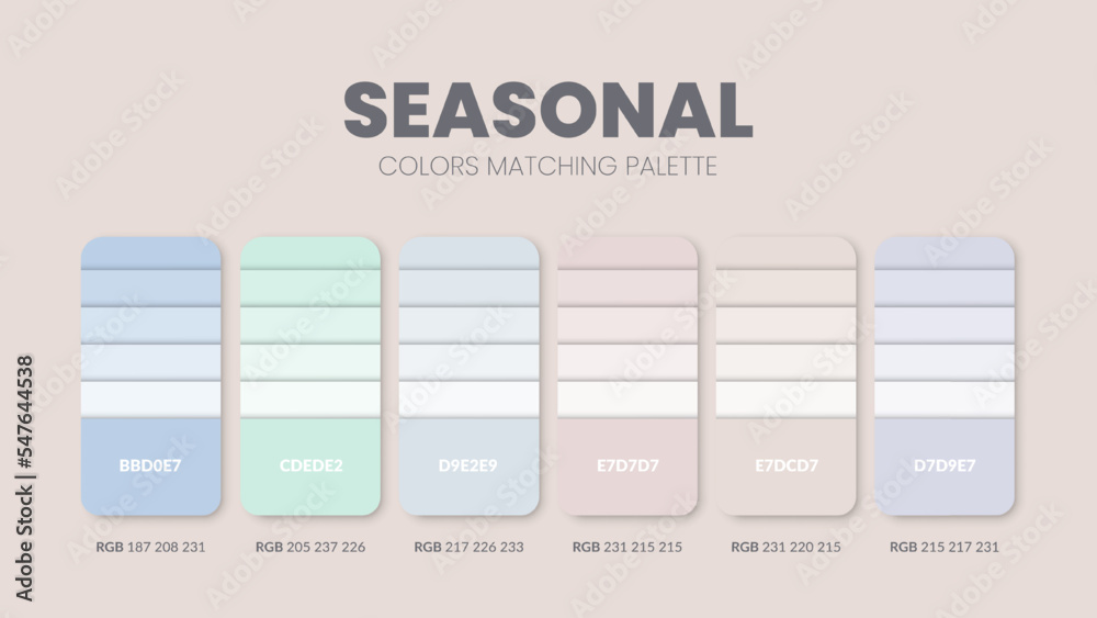 Color palette in a Seasonal colour theme collections. Color scheme or ...