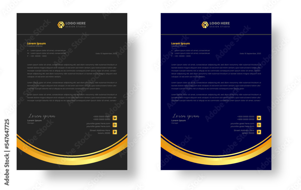golden color luxury letterhead. corporate modern business luxury ...