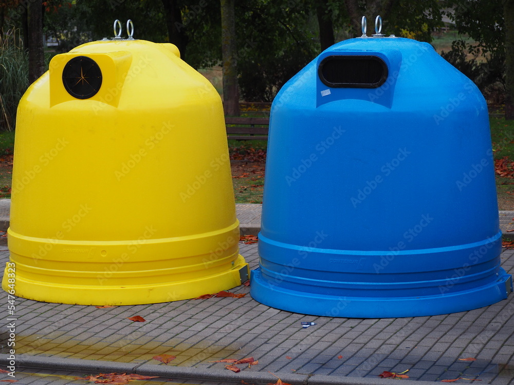 Garbage bin on the street for recycling. Recycling and ecology concept ...