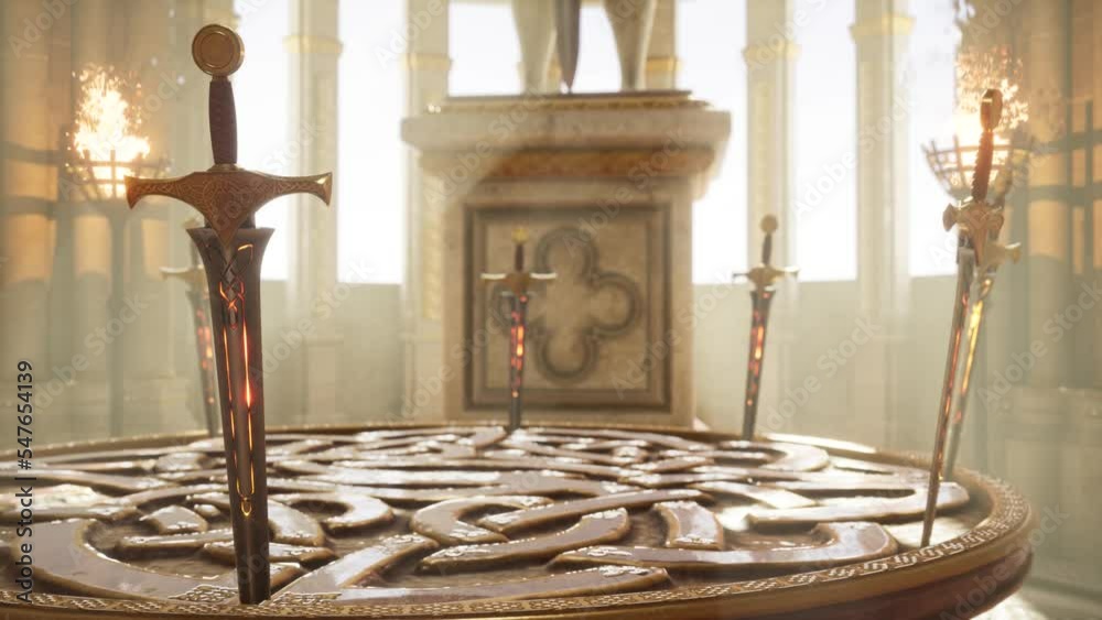 King Arthur and His Knights of the Round Table, Close up Swords 3D ...