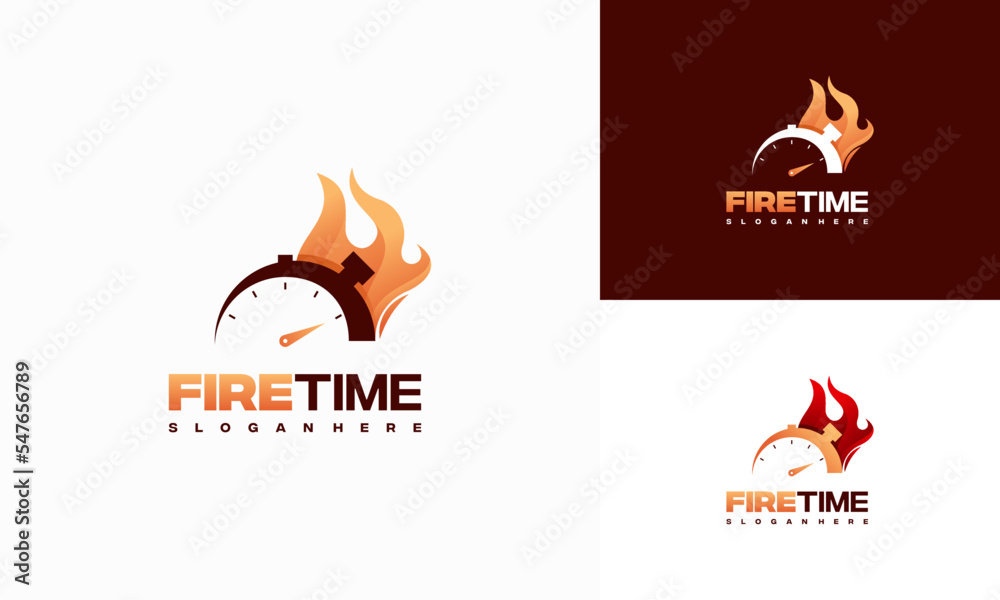 Fire Watch Logo designs concept vector, Stopwatch with fire symbol logo ...