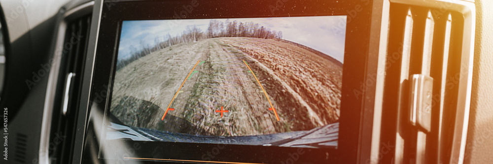 car rear view system monitor reverse video camera screen. digital ...