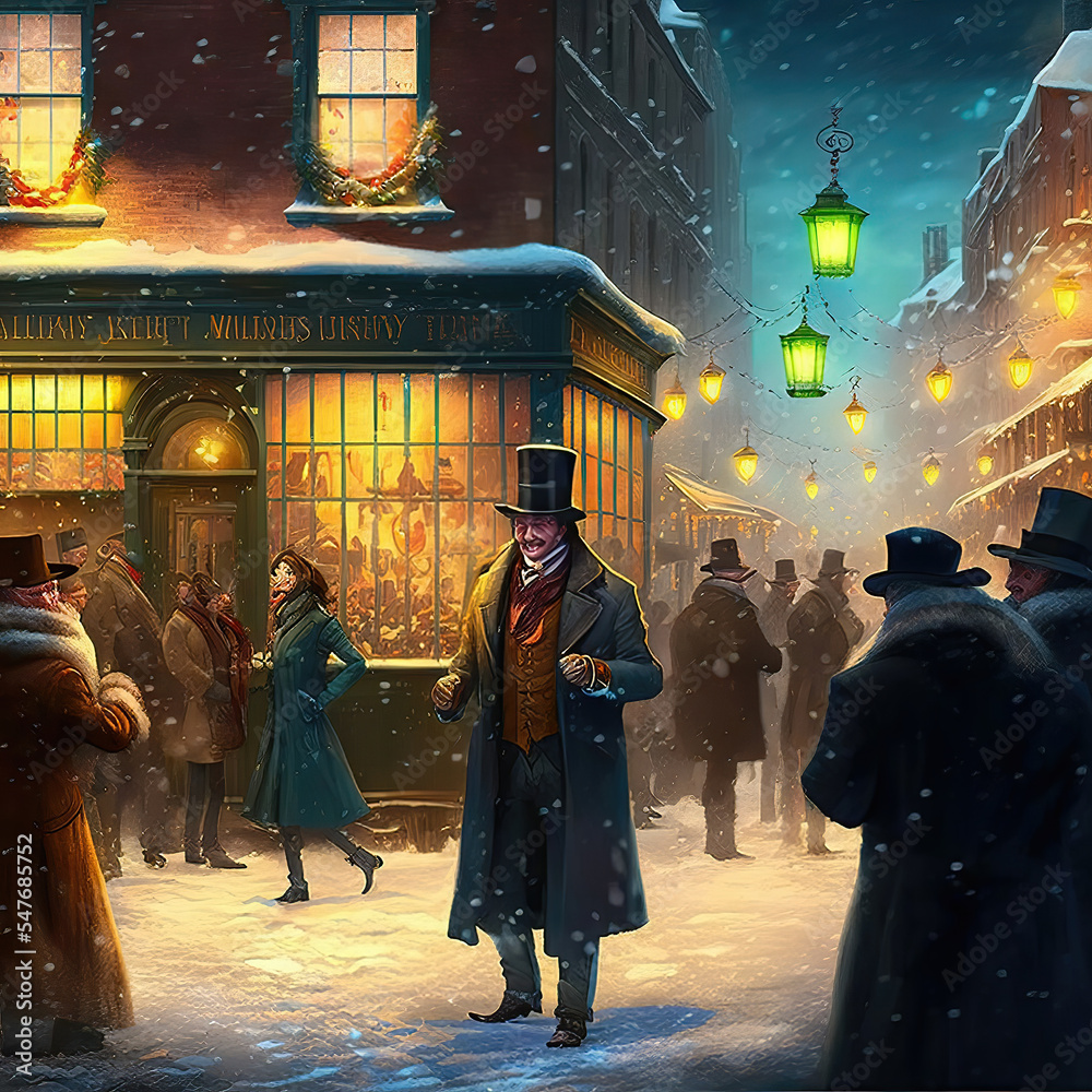 AI generated image of a happy and friendly Ebenezer Scrooge from A ...