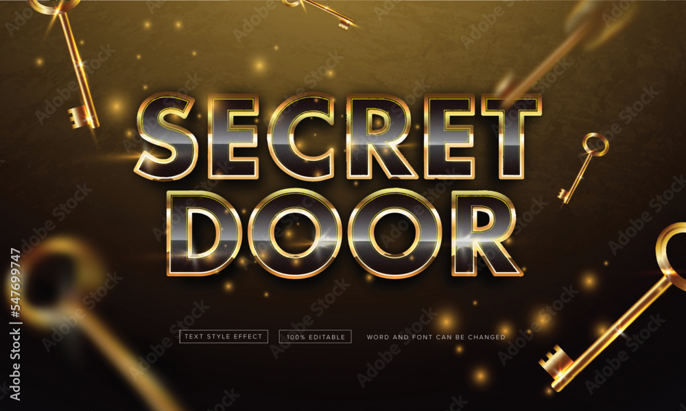 Gold secret door with gold key text effect editable free download Stock ...