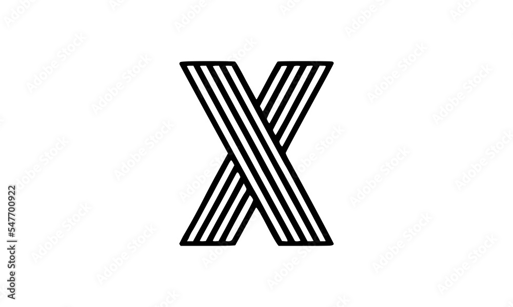 Vector Logo of Modern Alphabet Letter X, Parallel lines stylized ...