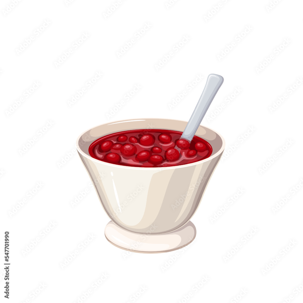 Cranberry sauce for Christmas food vector illustration. Cartoon ...