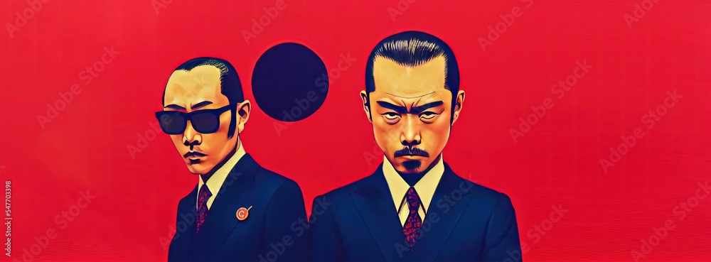 The Yakuza mafia. Digital artwork of fictional members of the Japanese ...