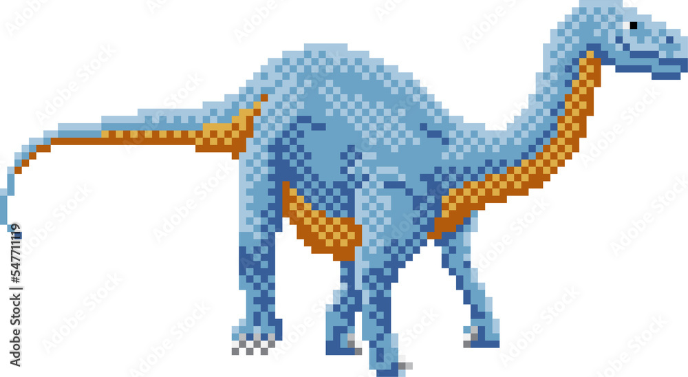 Dinosaur Diplodocus Pixel Art Arcade Game Cartoon Stock Illustration ...
