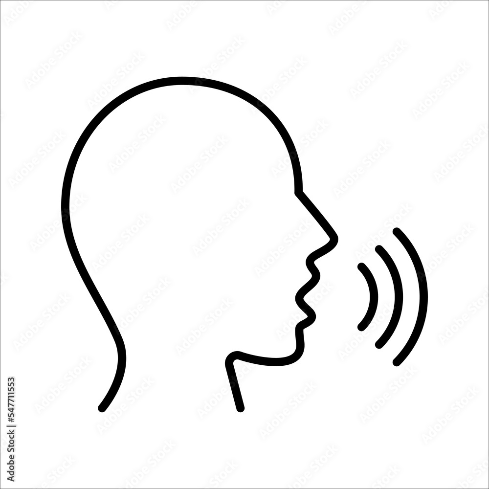 Speaking icon. Talk person sign or symbol , man with open mouth and ...