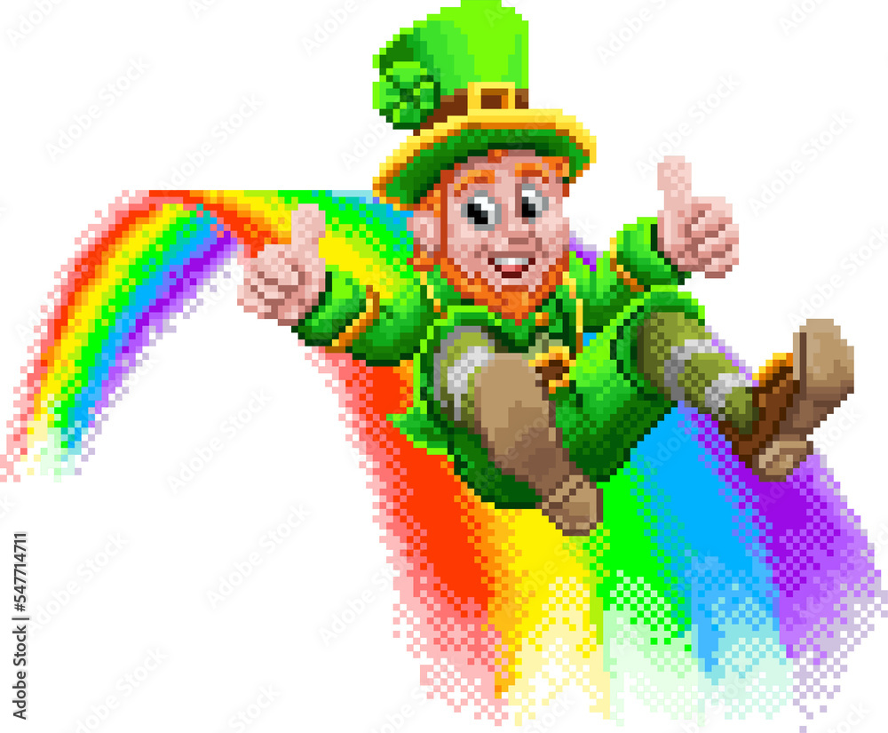Leprechaun and Rainbow 8 Bit Arcade Game Pixel Art Stock Illustration ...