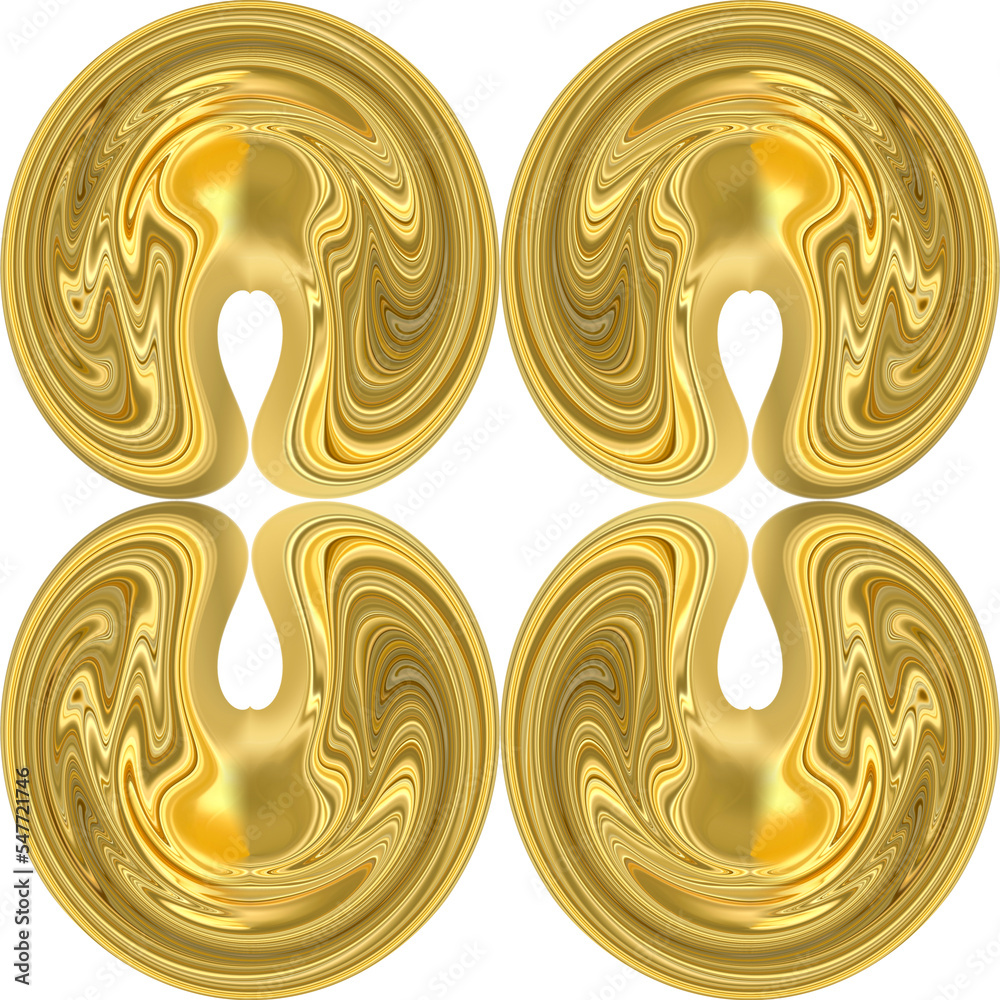 Seamless symmetrical background with a round golden figure on a white ...