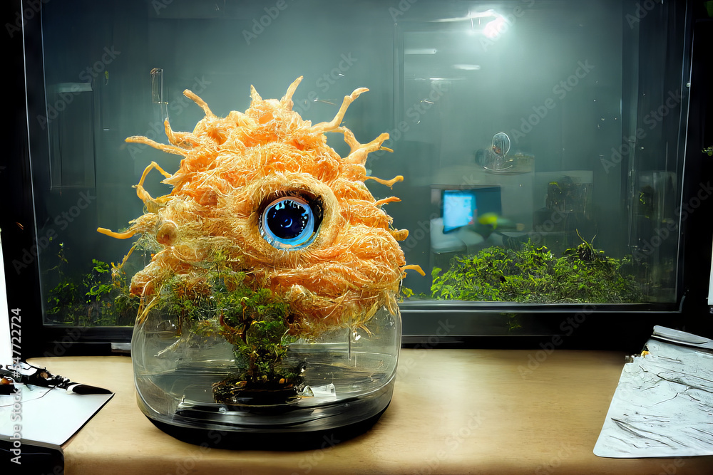 Weird ameba or virus like alien creature with a huge eye, super cute ...