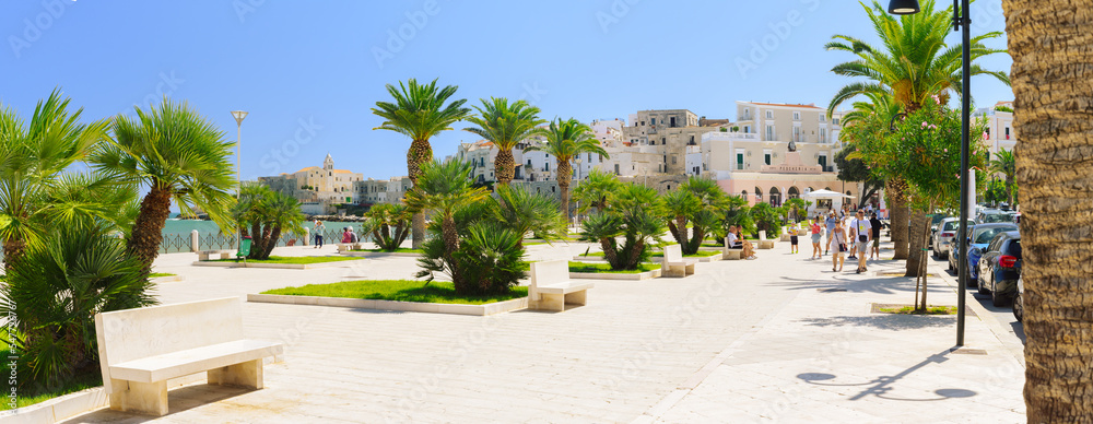 Vieste, Italy. View of the square at the promenade of Viale Marinai D ...