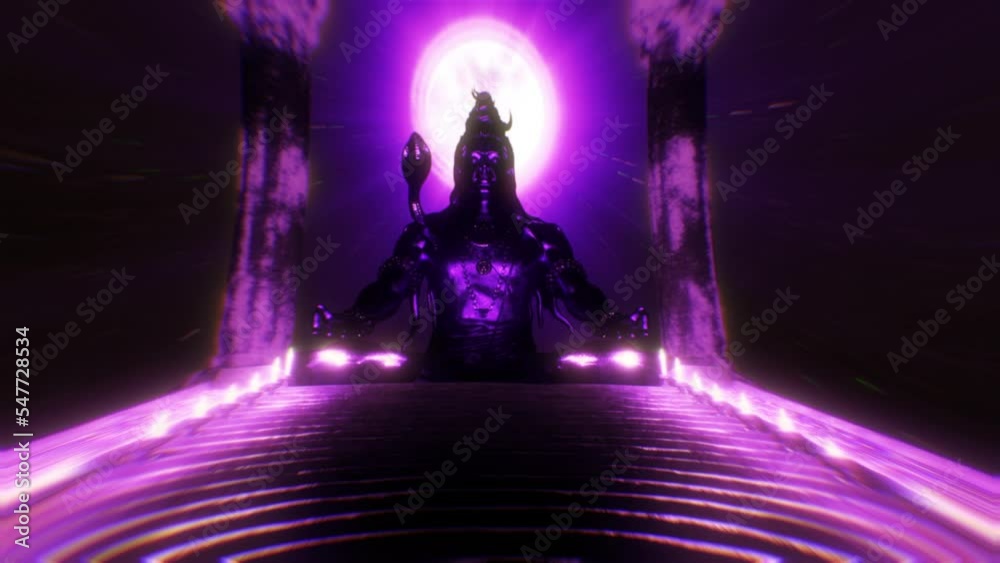 Emitting purple energy lord shiva hindu temple backdrop 3d universe ...