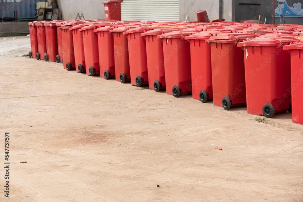 Storage infected bins for destruction in a waste disposal facility.Big ...