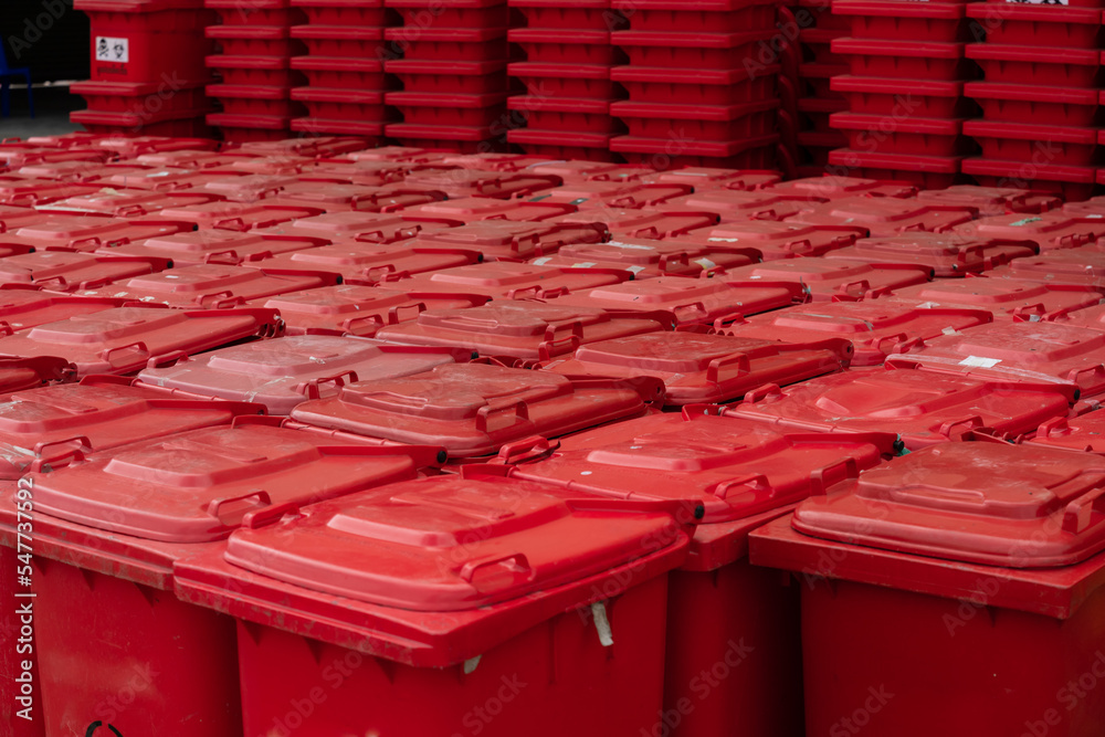 Storage infected bins for destruction in a waste disposal facility.Big ...
