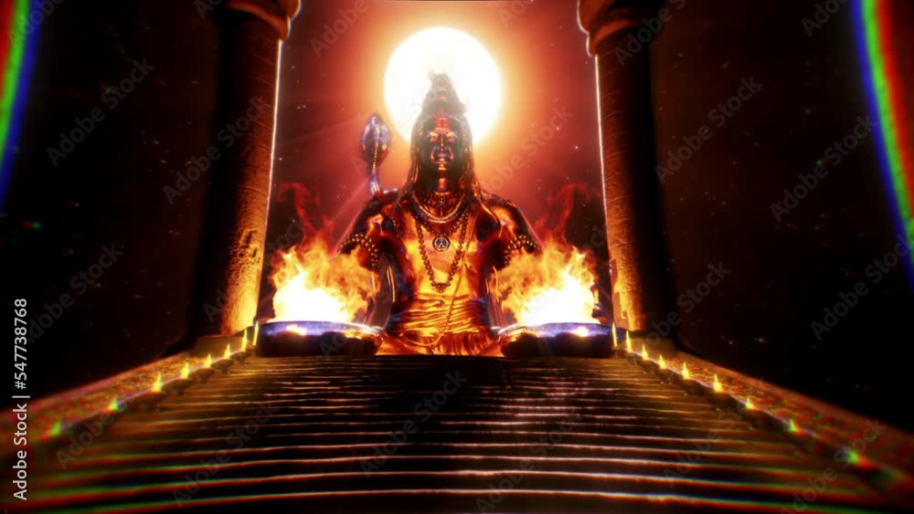 Trippy illusion 4k moving vj loop Lord Shiva temple hindu god 3d ...