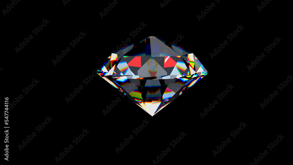 3D render of a diamond on a black background. Background screensaver ...
